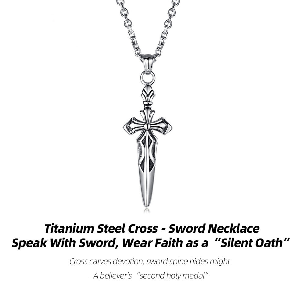Titanium Steel Cross - Sword Necklace | Guard Your Faith – Hi-BrioMart